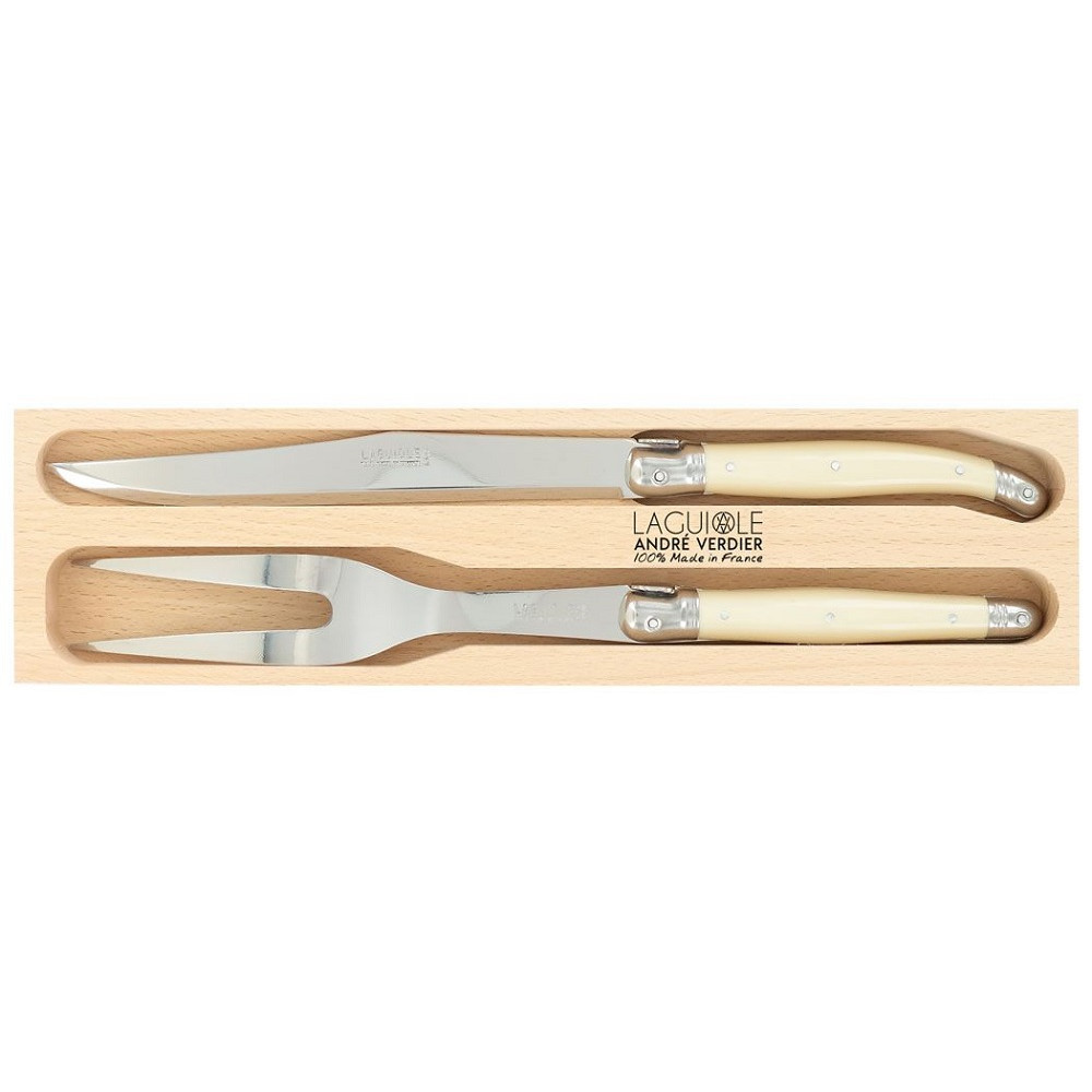 Laguiole Andre Verdier Debutant Carving 2 Piece Set Ivory | Kitchenware ...