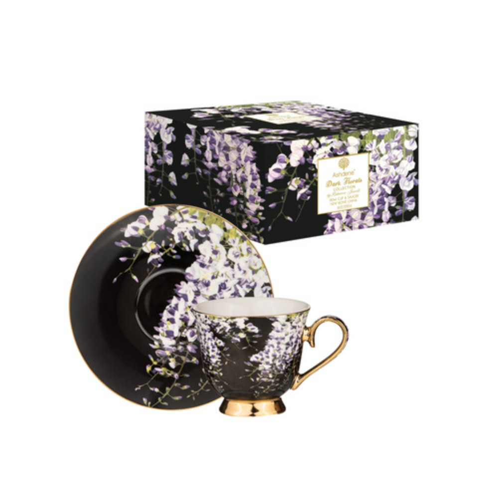 Ashdene Dark Florals Cup and Saucer 180ml Wisteria | Kitchenware Australia