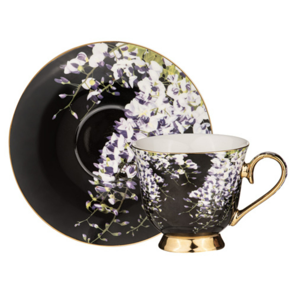 Ashdene Dark Florals Cup and Saucer 180ml Wisteria | Kitchenware Australia