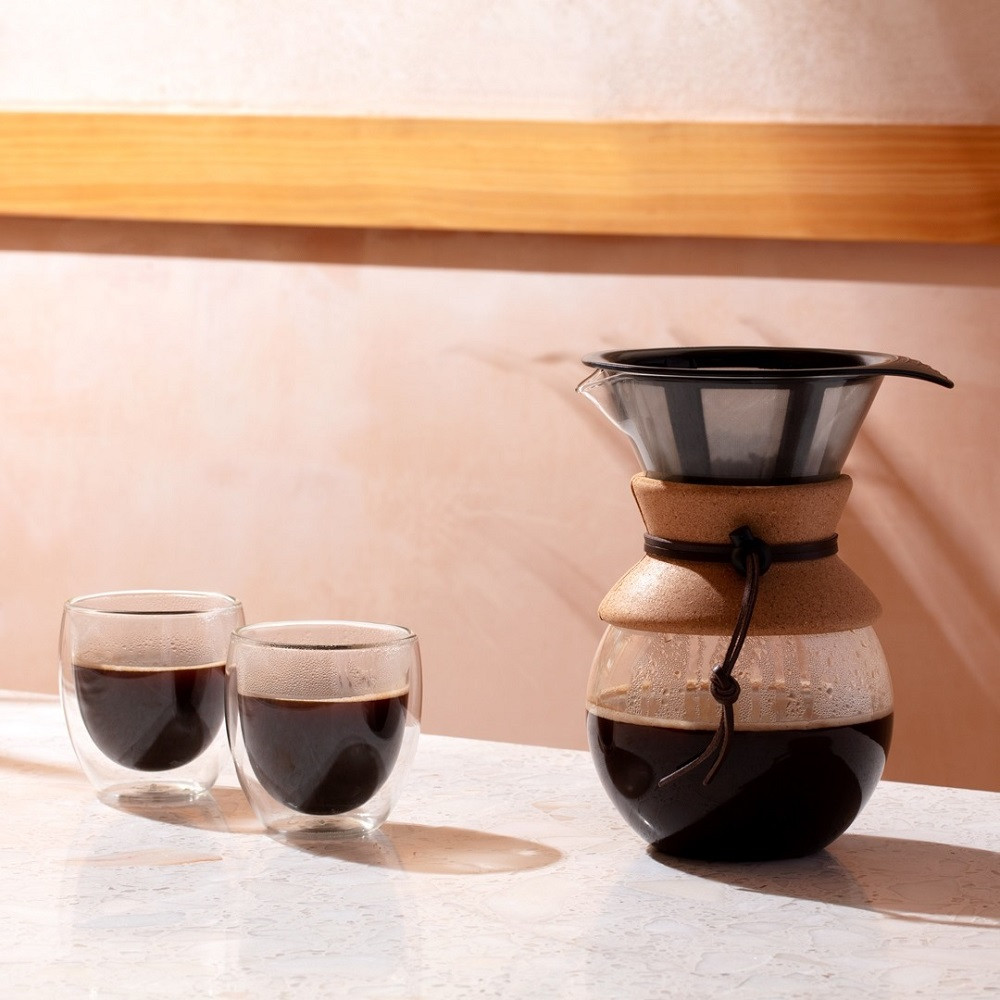 Bodum Pour Over Coffee Maker With Permanent Filter 1L Cork | Kitchenware Australia