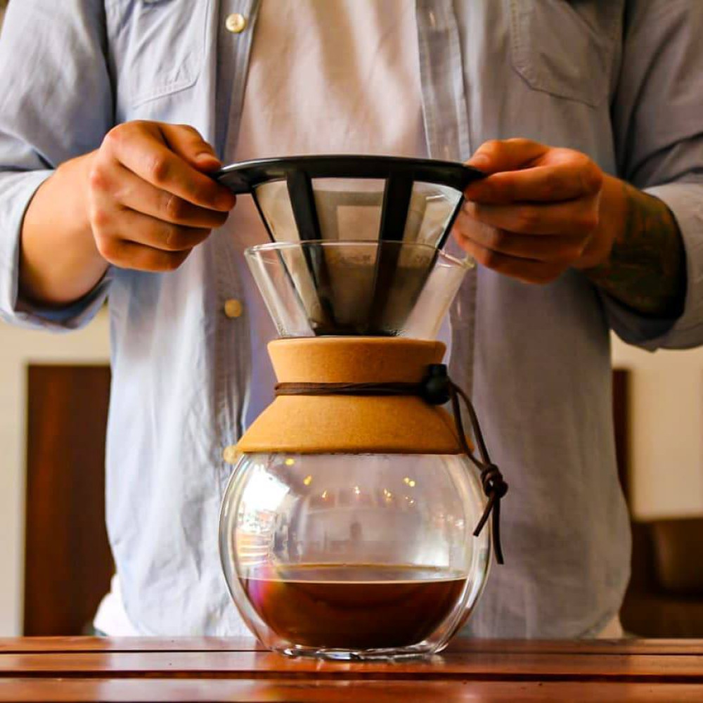 Bodum Pour Over Coffee Maker With Permanent Filter 1L Cork | Kitchenware Australia