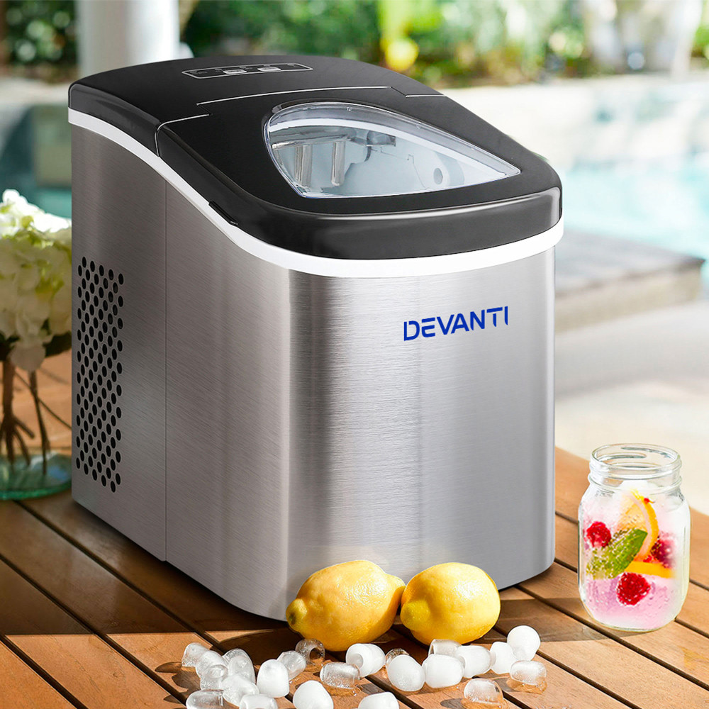 Devanti Portable Ice Cube Maker 2.4L Stainless Steel | Kitchenware ...