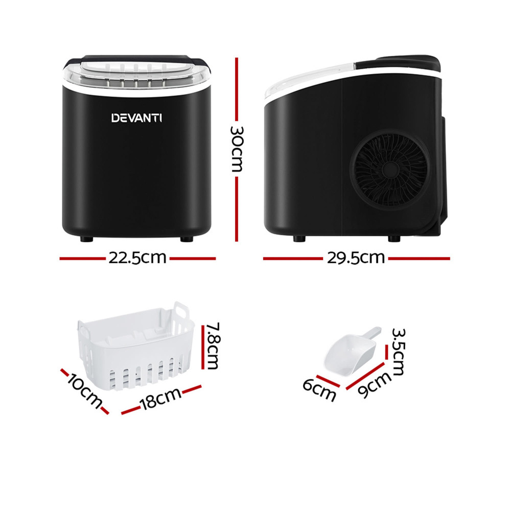 Devanti Portable Ice Maker Machine 1.3L Black | Kitchenware Australia