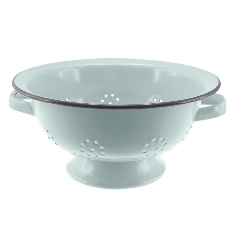 Falcon Enamel Colander Duck Egg Blue and Grey Rim 24x8cm | Kitchenware ...