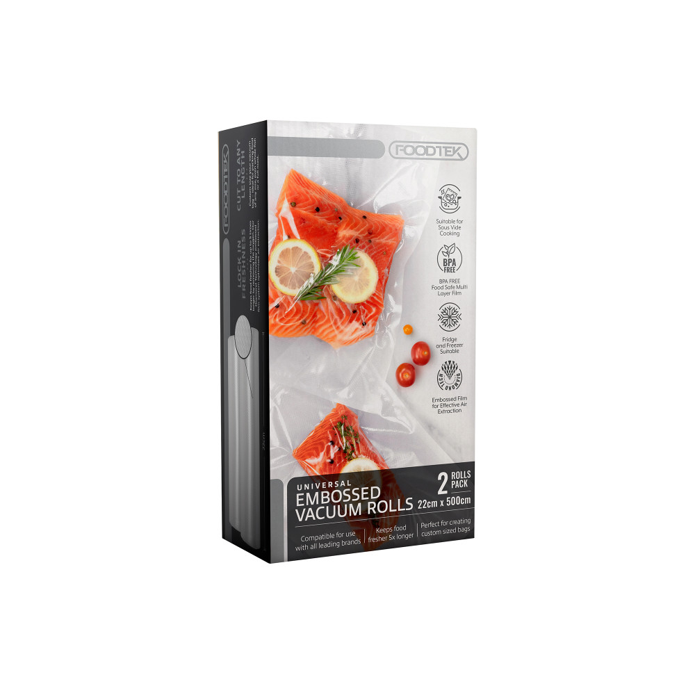 Foodtek Channel Embossed Vacuum Rolls 22cm x 5m Set of 2 | Kitchenware Australia