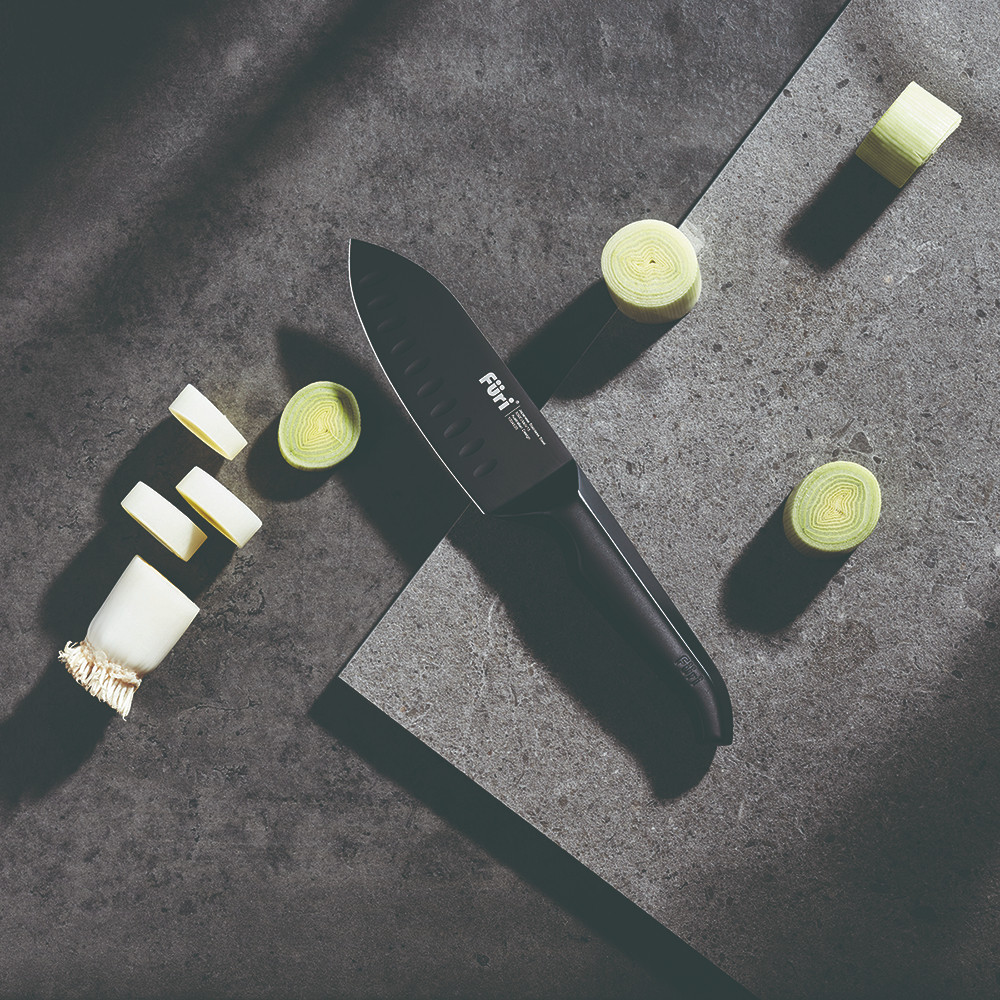 Furi Pro East West Santoku Knife 13cm Jet Black | Kitchenware Australia