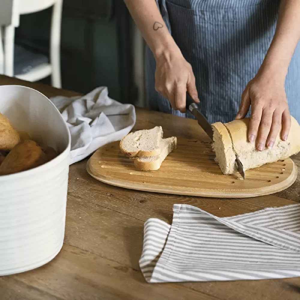 Guzzini Earth Bread Bin with Bamboo Breadboard Top Taupe | Kitchenware ...