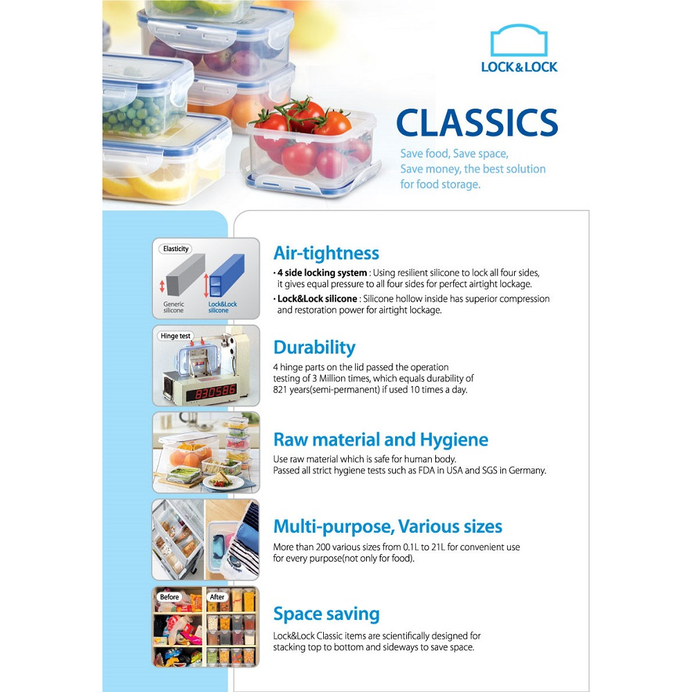 Lock & Lock Classic Container Set of 3 HPL817SP3 | Kitchenware Australia