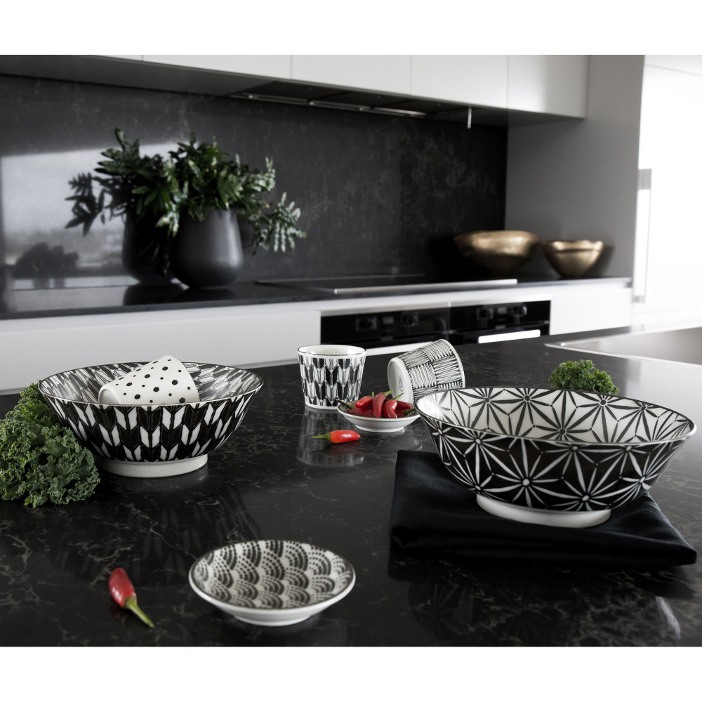 Japanese Collection Komon Porcelain Bowl 16cm Set of 5 Black | Kitchenware Australia