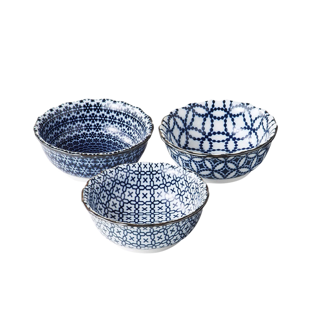 Japanese Collection Nami Porcelain Dipping Bowl Set of 5 Blue ...
