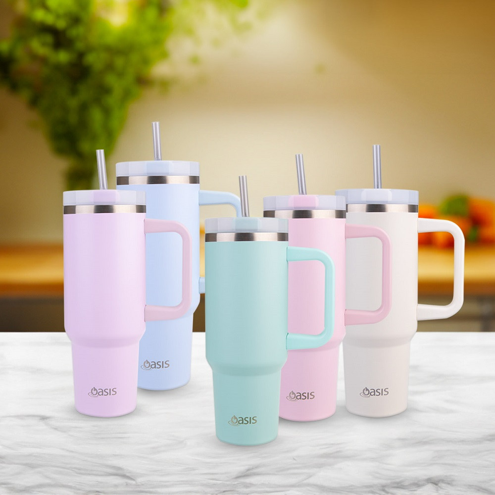 Oasis Stainless Steel Double Wall Insulated Commuter Travel Tumbler 1.2L Sea Mist | Kitchenware ...