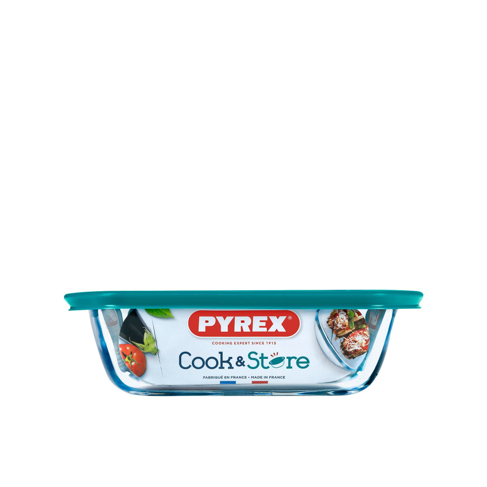 Pyrex Cook & Store Rectangular Glass Storage 2.5L Green | Kitchenware ...