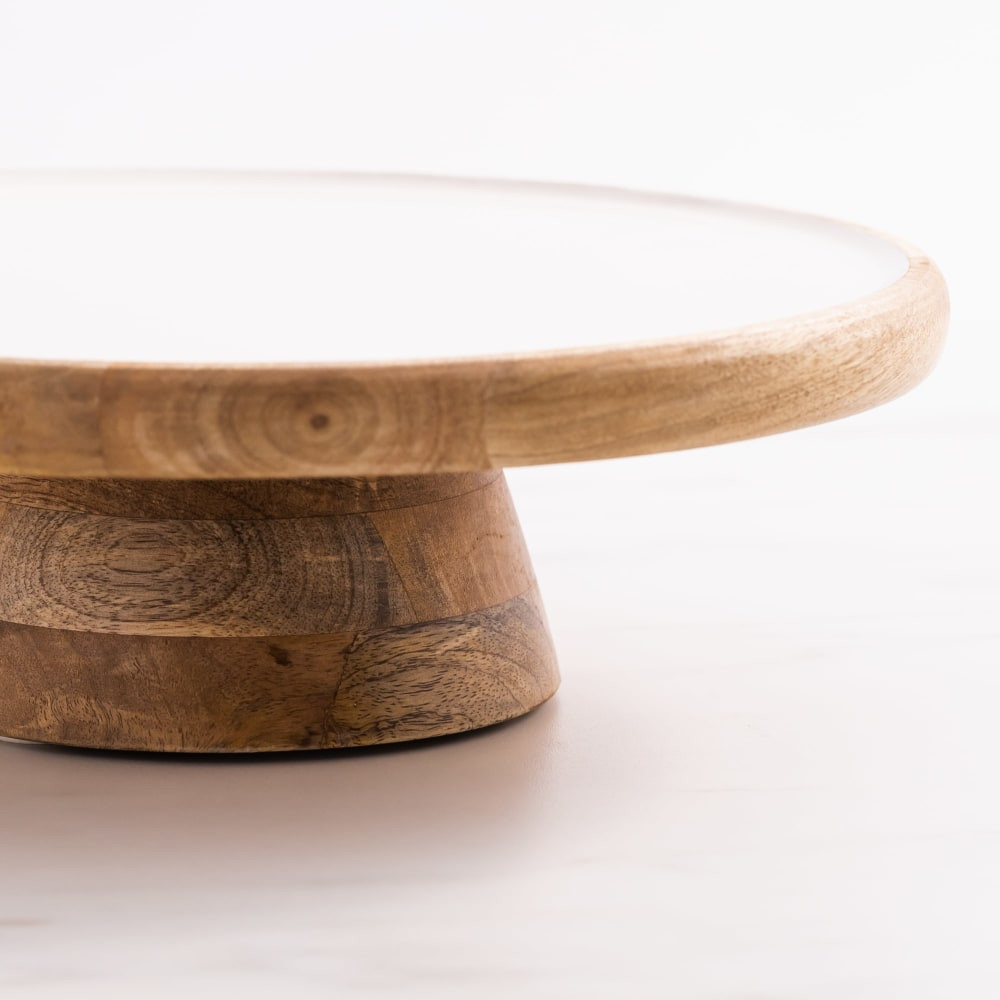 Salisbury & Co Calla Mango Wood Cake Stand 35cm White | Kitchenware ...