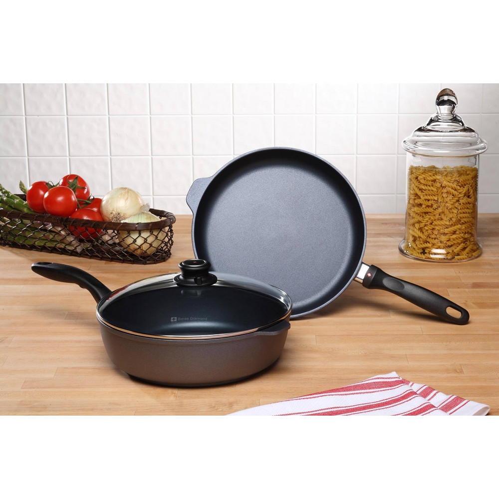 Swiss Diamond XD Classic Saute Pan 28cm and Frypan 28cm with Glass Lid ...