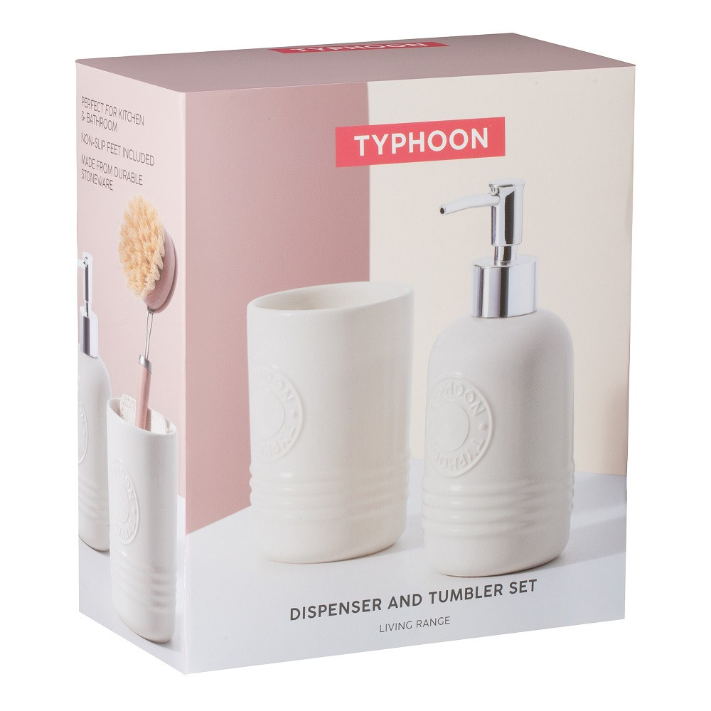 Typhoon Living Dispenser and Tumbler 2 Piece Set Cream | Kitchenware ...