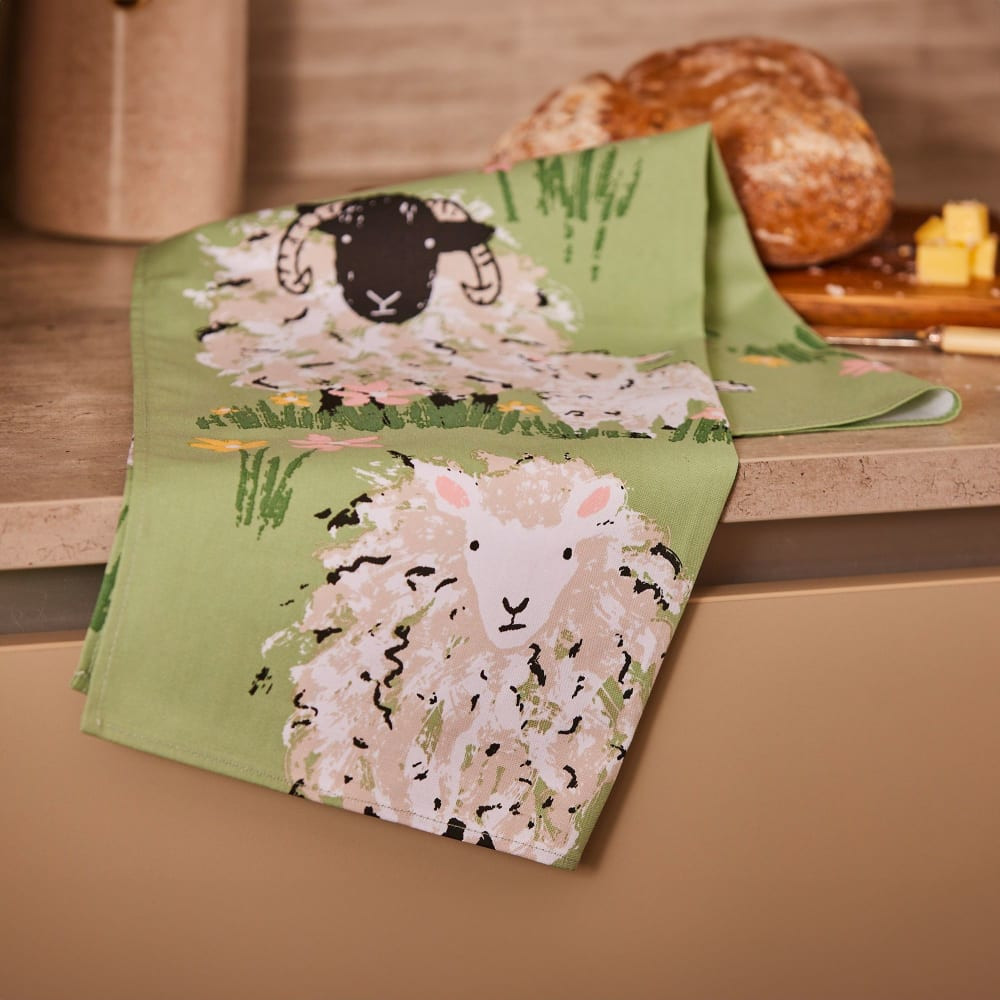 Ulster Weavers Woolly Sheep Tea Towel Green | Kitchenware Australia
